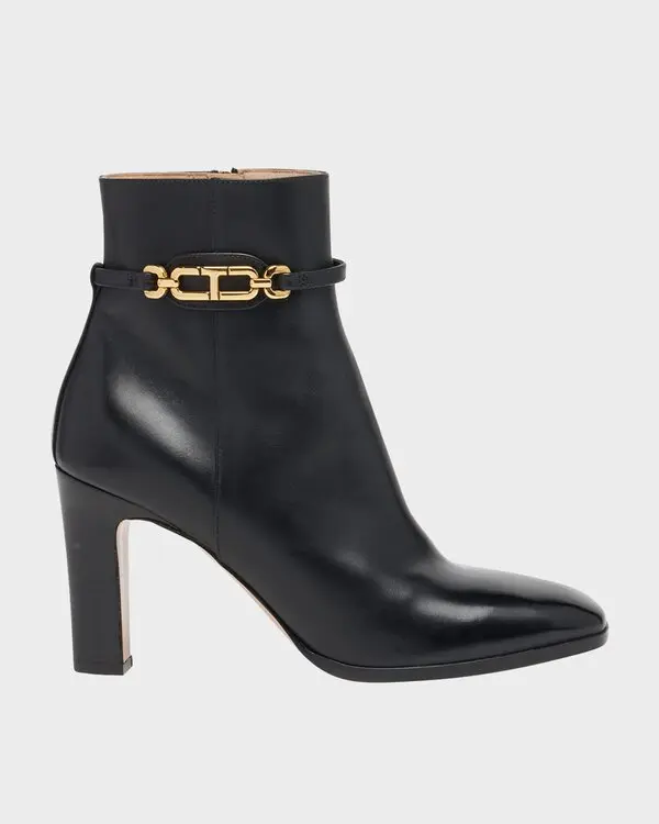 TOM FORD Calfskin Ankle Boots With Chain - Black