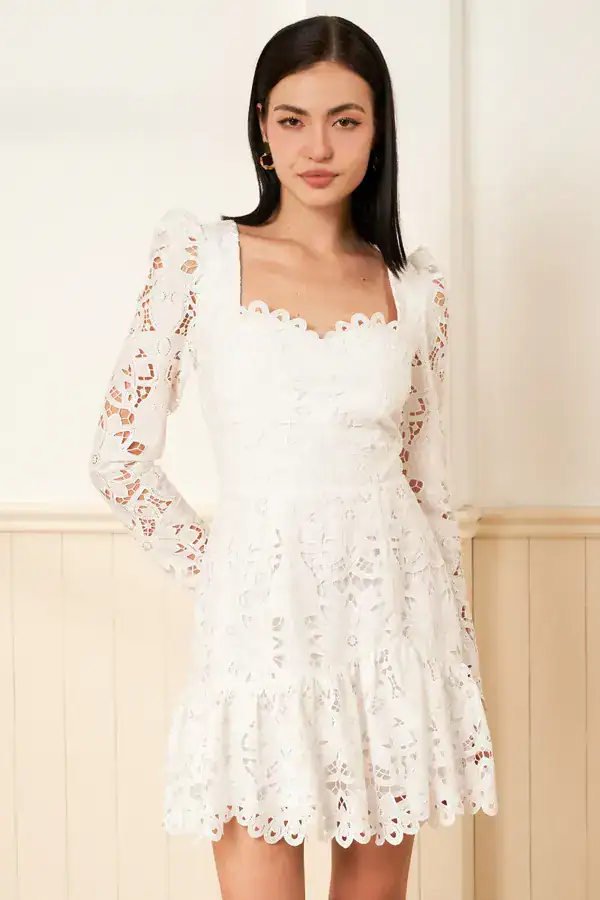 【yonchi】KUMA LACE VOLUME MINI DRESS Yumi Kim Lula Lace Mini Dress In White - 59% Off | Editorialist