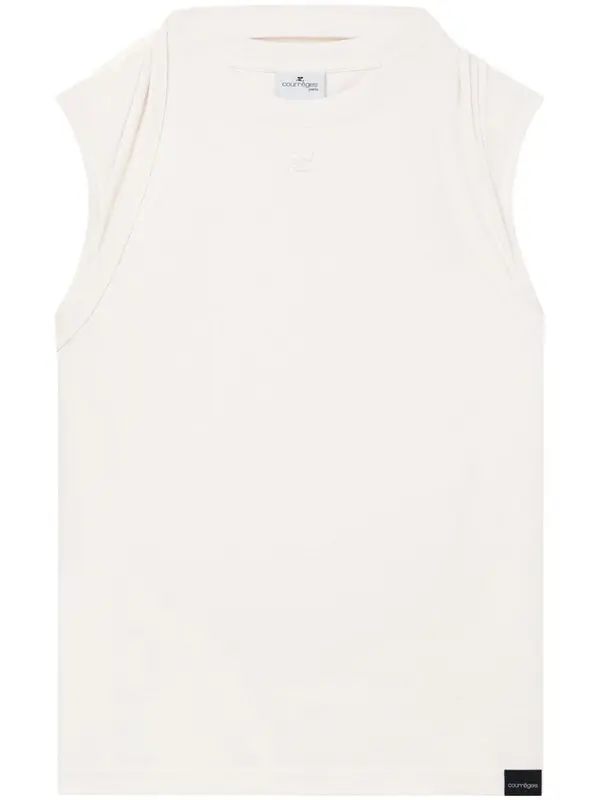 COURREGES Draped Cotton Tank Top - White