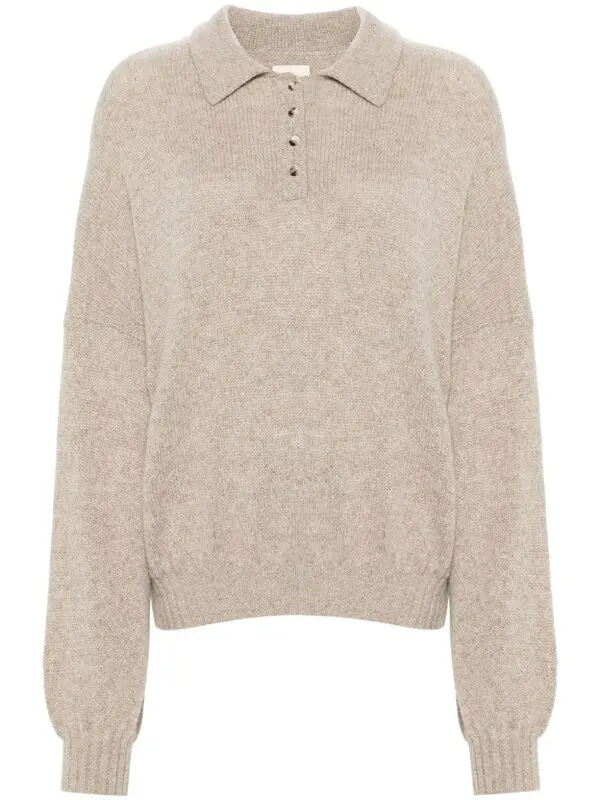 Khaite Rene Cashmere-blend Polo Jumper - Neutrals