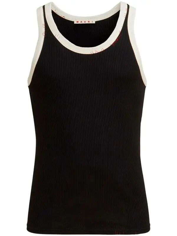 Marni Contrast-trim Fine-ribbed Tank Top