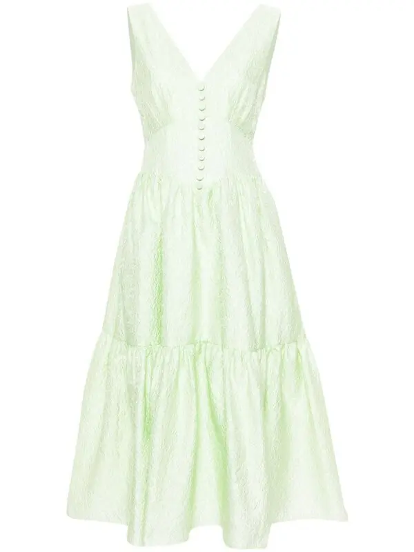 SELF-PORTRAIT Brocade-effect Tiered Midi Dress
