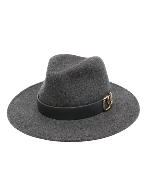 Valentino Gray Fedora with Studded Band Valentino | Accessories | Valentino Roman Stud Bucket Hat  main image 2