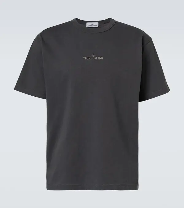 Stone Island Dyed Cotton Jersey T-Shirt In Grey 30% Off