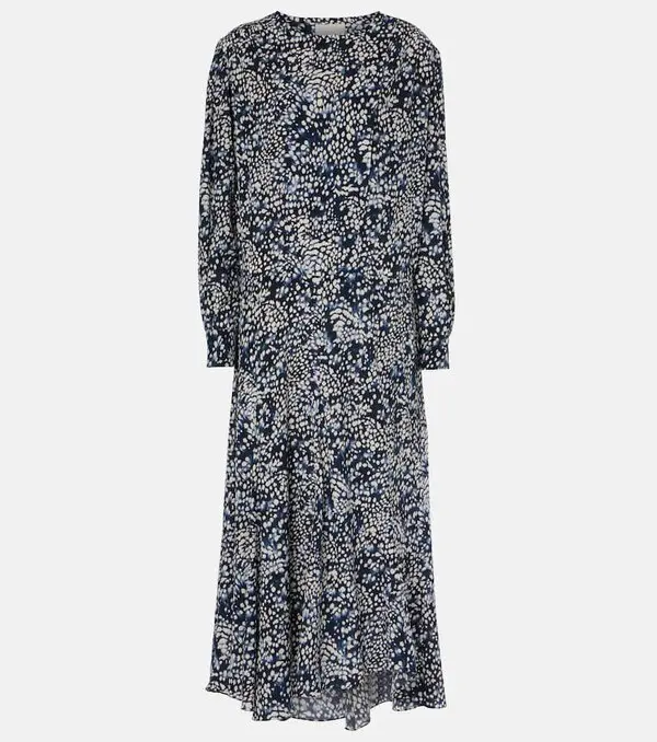 Isabel Marant Hanane Ruffled Printed Maxi Dress - Blue