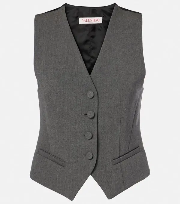 Valentino Garavani Wool Gabardine Buttoned Vest