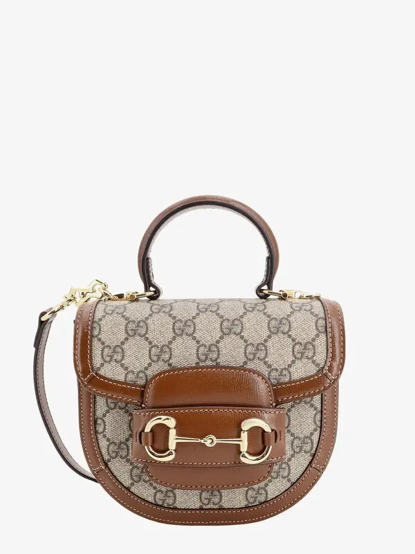 Gucci Gg Supreme Fabric And Leather Handbag With Horsebit