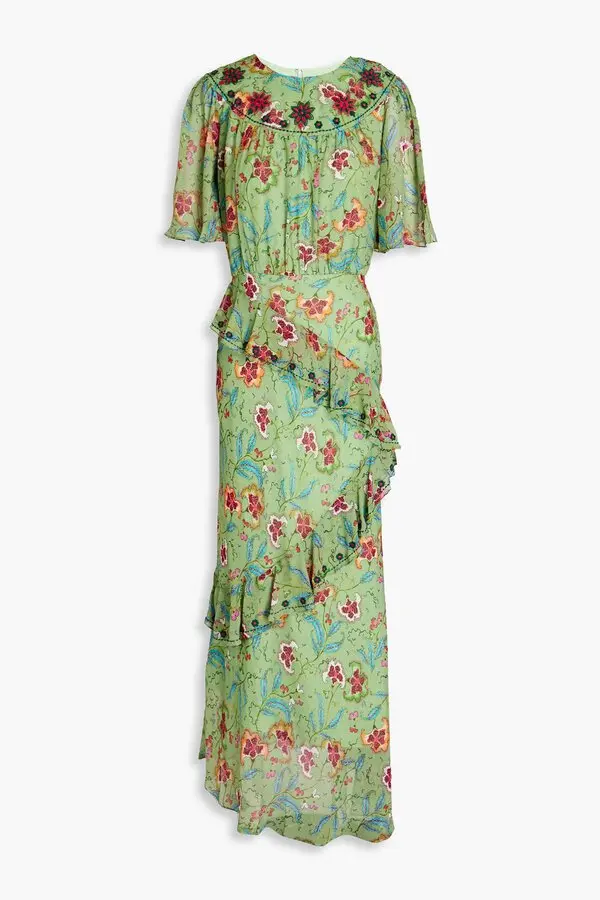 saloni vida green floral dress Olive Green/Navy/Burgundy Sexy High Slit Long Evening Party Dresses Wo –  Siaoryne