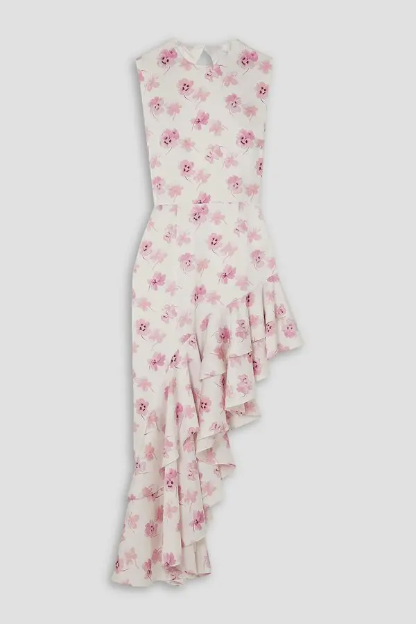 Les Reveries Open-back Floral-print Satin Midi Dress