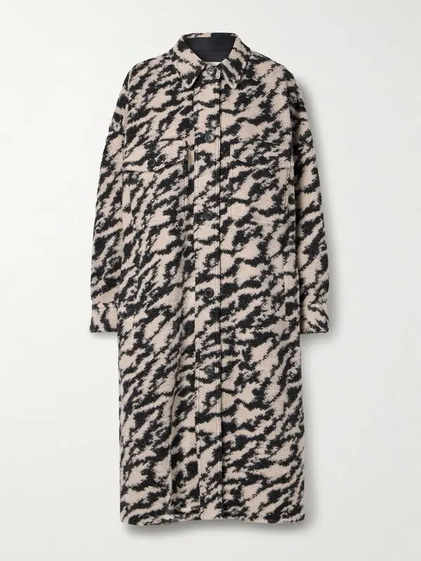MARANT ETOILE Fontizi Oversized Wool-blend Jacquard Coat - Black