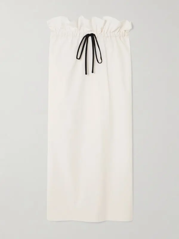 KIKA VARGAS Naomi Ruffled Twill Midi Skirt