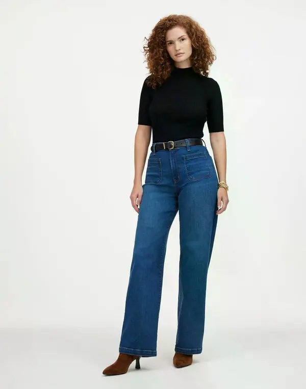 Madewell The Petite Curvy Emmett Wide-Leg Jeans In Allentown Wash