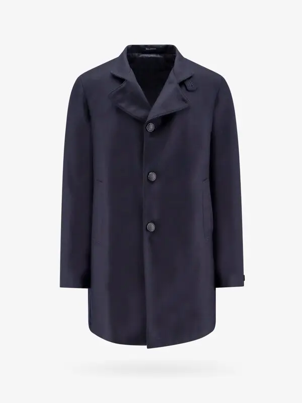 Tagliatore Water Repellent Virgin Wool Coat - Blue