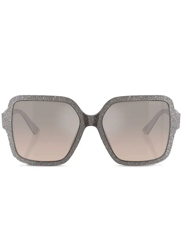 JIMMY CHOO Glitter-embellished Square Frame Sunglasses - Brown