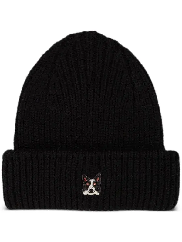 PELO FOUNDATION Border Collie Patch Beanie - Black