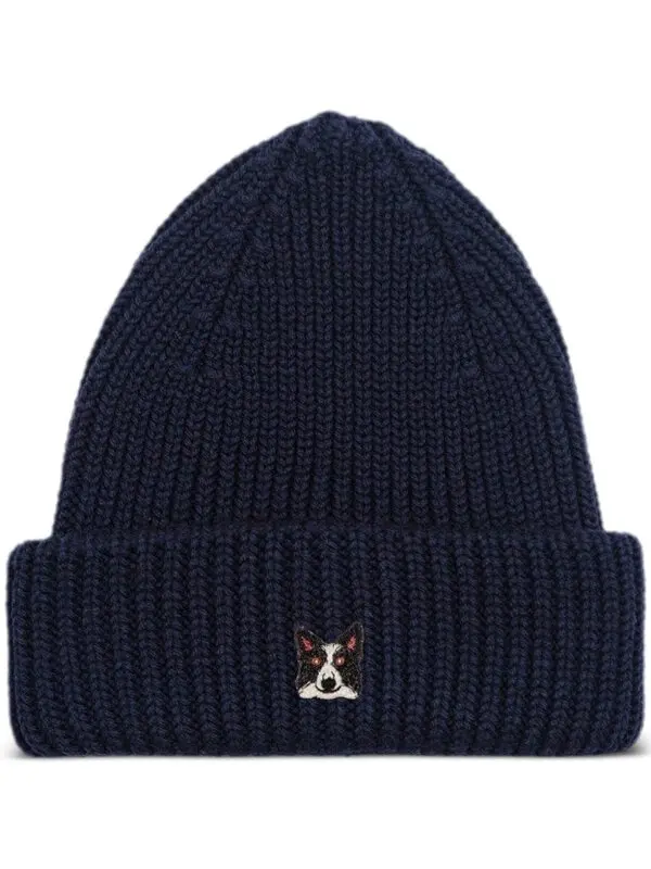 PELO FOUNDATION Dog-appliqué Beanie - Blue