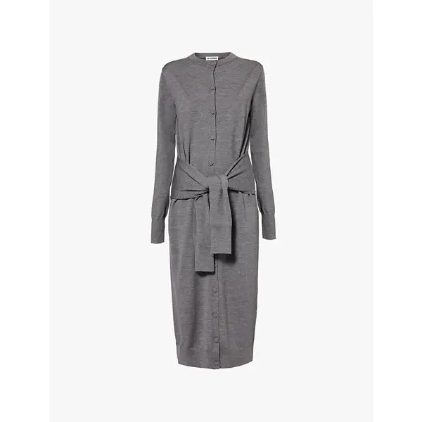 double knit dress Lauren Manoogian Double Knit Boatneck Dress Black Melange