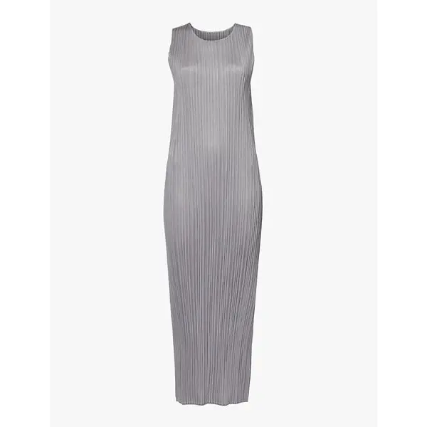 Issey Miyake Pleated Midi Dress - Grey