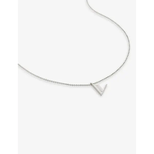Monica Vinader V' Letter Pendant Necklace - Sterling Silver