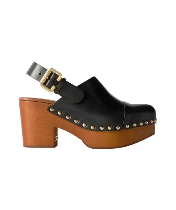 Chloé Jeannette Studded Leather Clogs - Black
