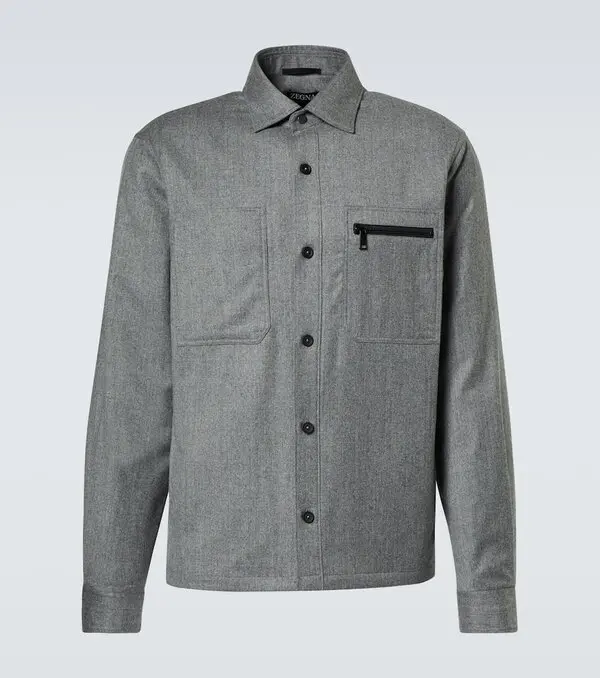 Zegna Padded Wool Mélange Overshirt - Grey