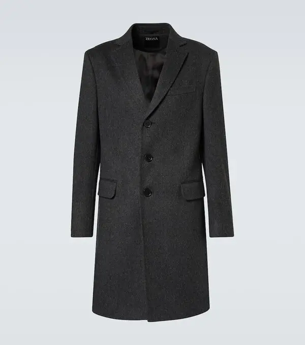 Zegna Wool And Cashmere-blend Overcoat - Grey