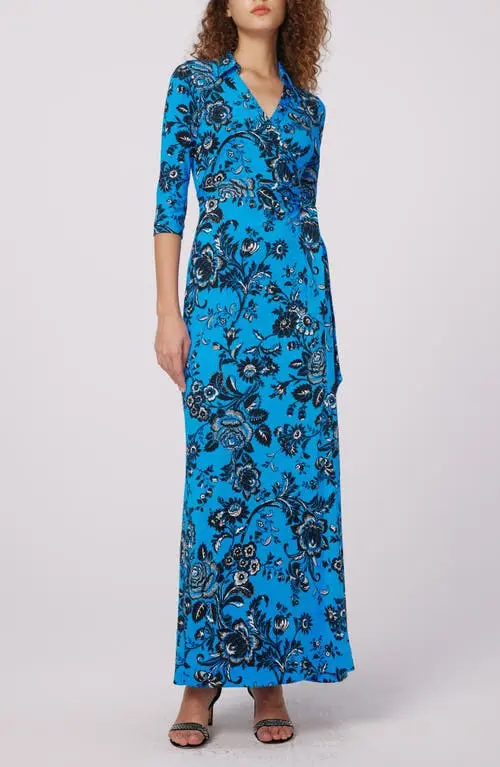Diane Von Furstenberg Abigail Floral Silk Wrap Maxi Dress Night