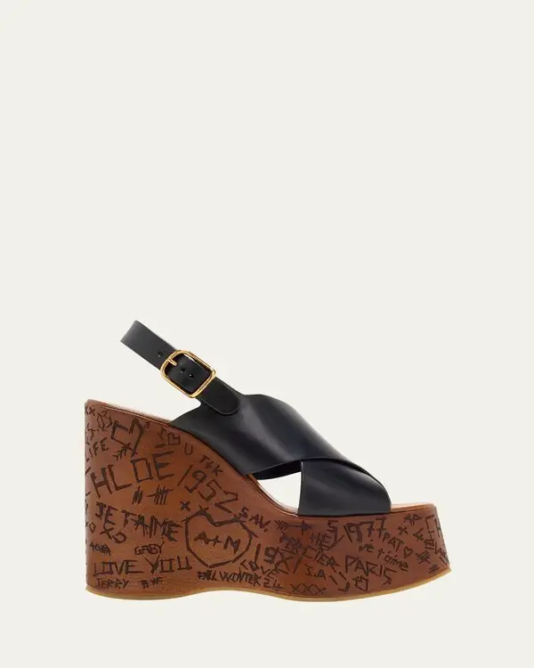 Chloé Maxime Leather Platform Sandals - Ginger Brown