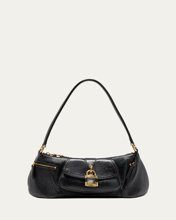 Chloé The 99 Shoulder Bag In Shiny Grained Calfskin - Black