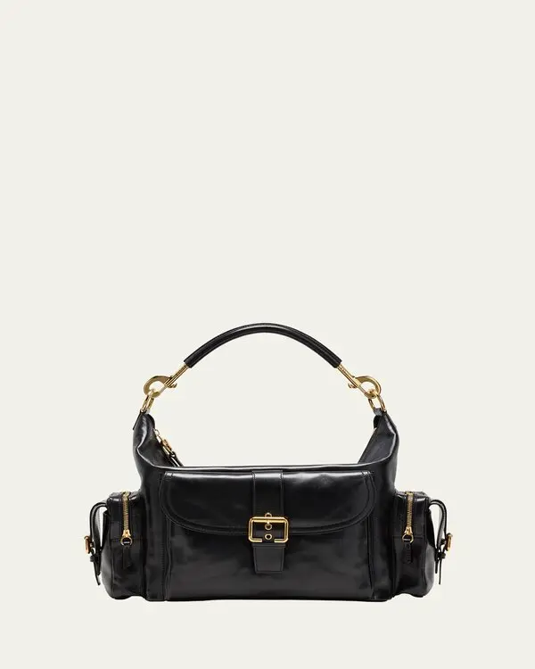 Chloé Camera Bag Large In Shiny Calfskin - Black
