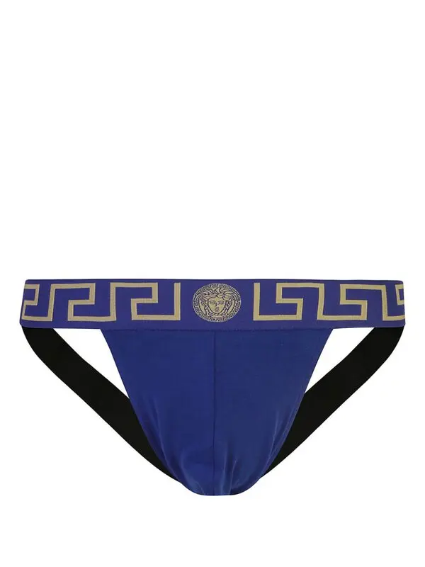Versace Greca Border Jockstrap - Blue