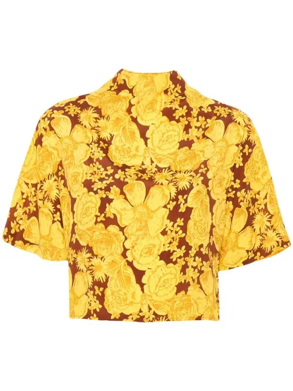 Diane Von Furstenberg Olympia Cropped Blouse - Yellow