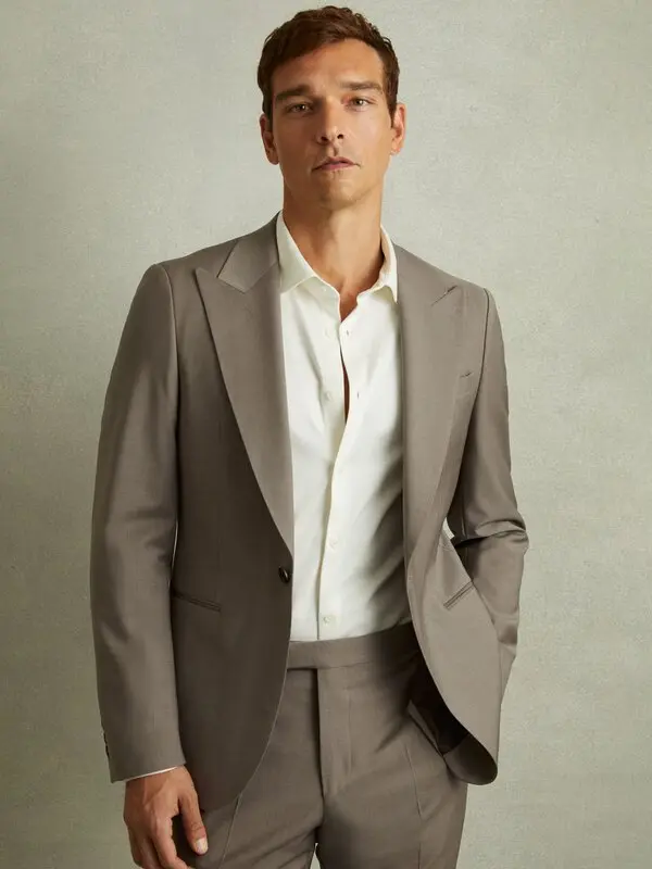 REISS Harley Textured Wool Blend Single Breasted Blazer