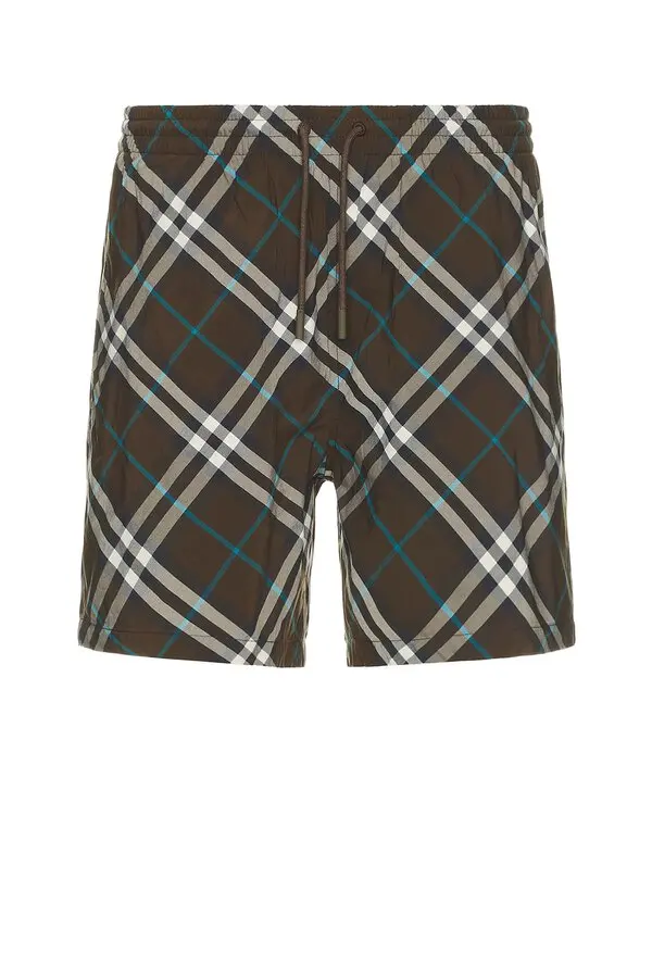 Burberry Check Swim Short In Brown - Snug