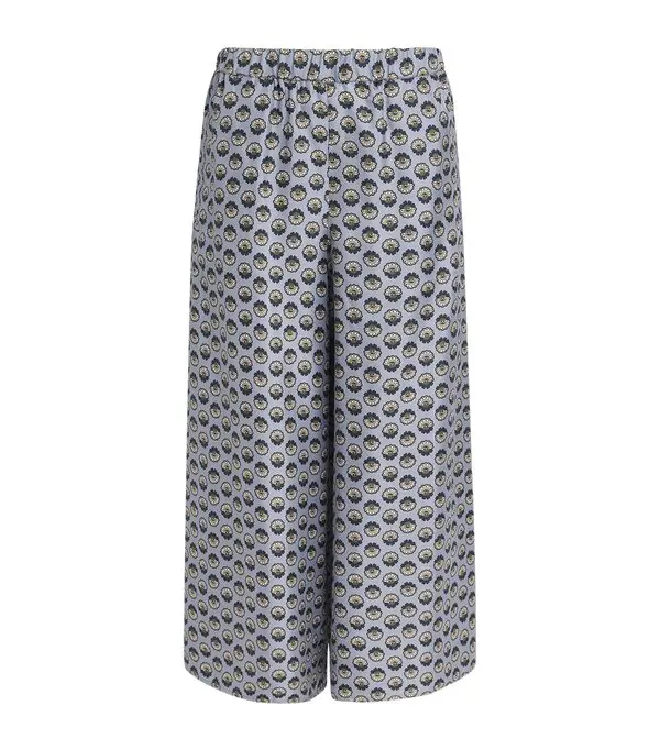 Max Mara Silk Printed Trousers - Blue