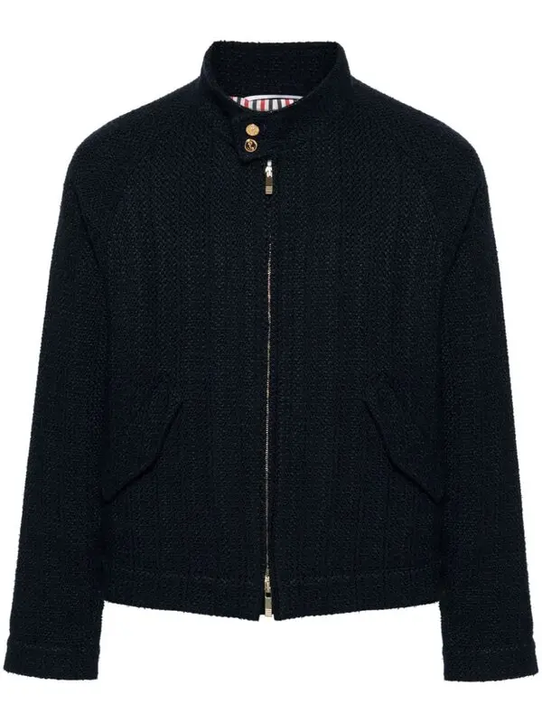 Thom Browne Rwb-striped Tweed Bomber Jacket