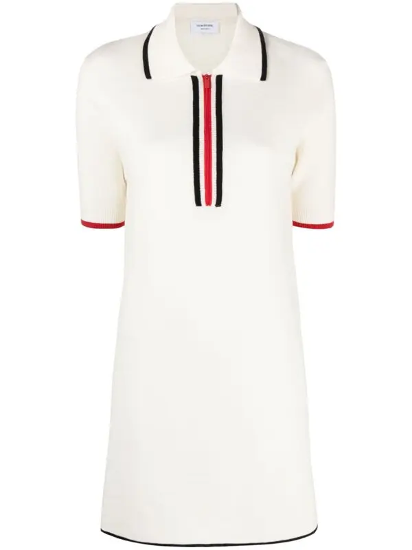 Thom Browne Rwb-stripe Virgin Wool Dress - Neutrals