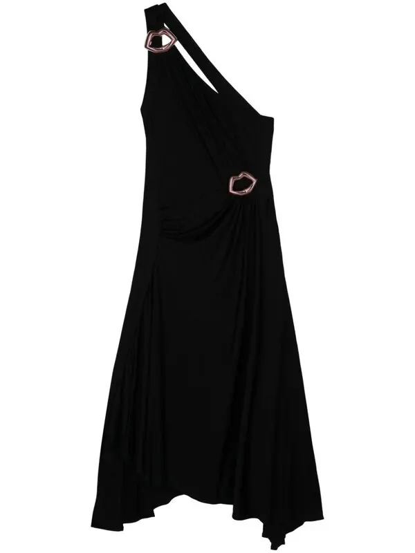 Sonia Rykiel Paris Lips-motif Asymmetric Midi Dress - Black