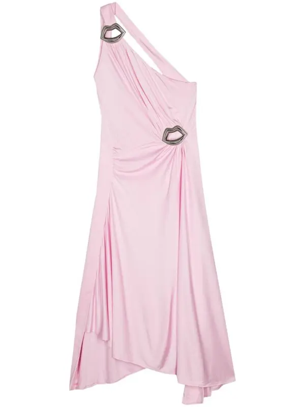 Sonia Rykiel Paris Lips-motif Asymmetric Midi Dress - Pink