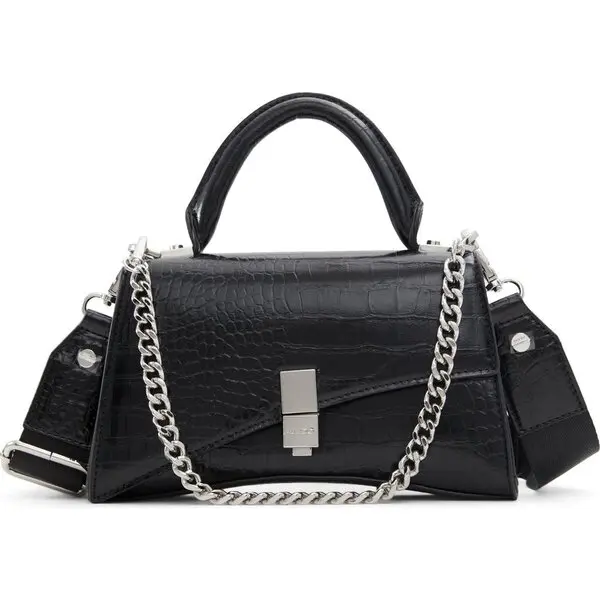 Aldo Croc-embossed Top Handle Bag - Mix Mat Black