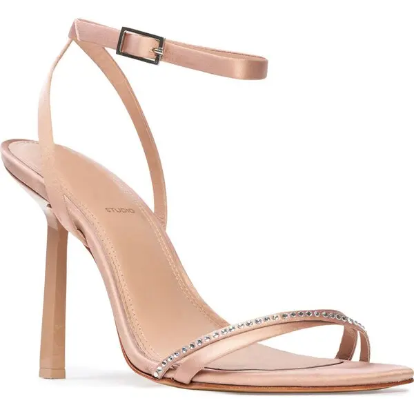 BLACK SUEDE STUDIO Rumi 100 Ankle Strap Sandal - Old Rose Satin