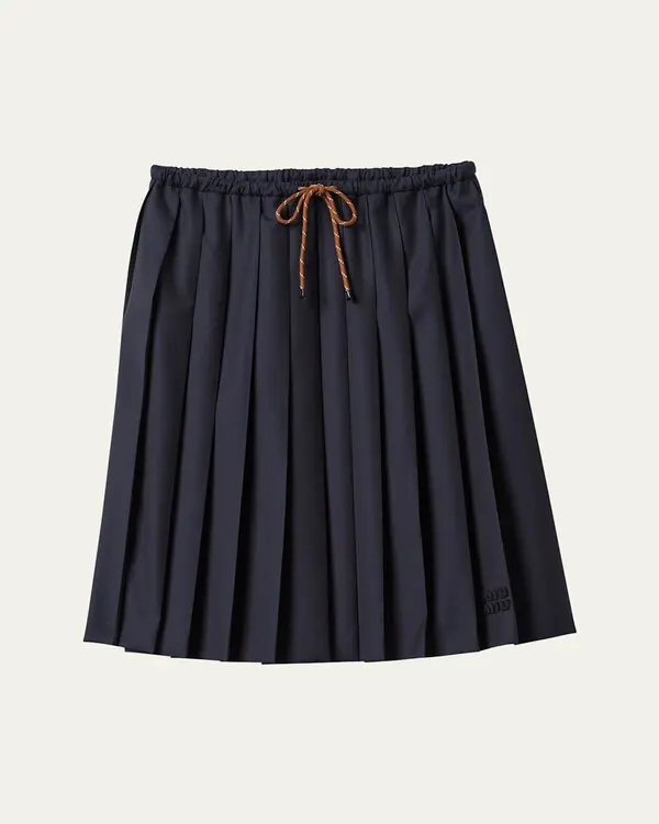 Miu Miu Pleated Wool Skirt - Bleu