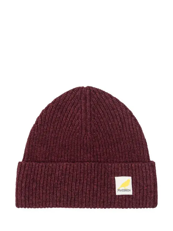 JW Anderson Logo Patch Wool Cap - Red