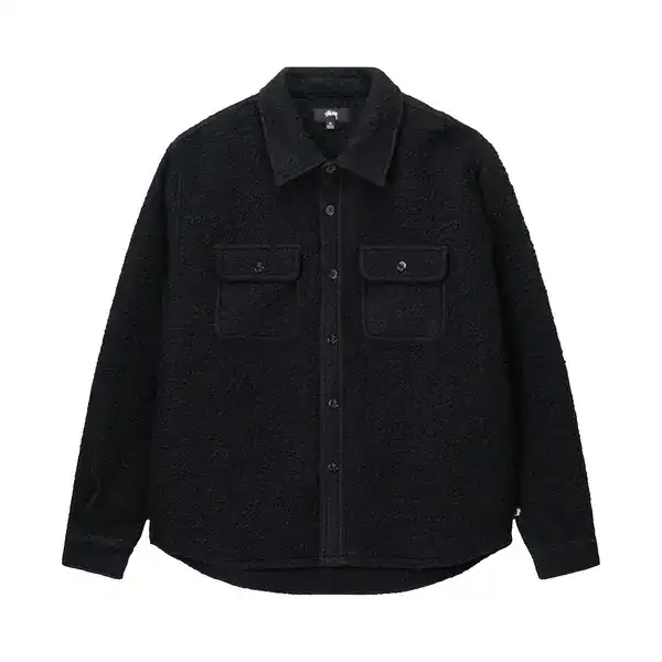StüSsy Casentino Wool Cpo Shirt - Black | Editorialist 