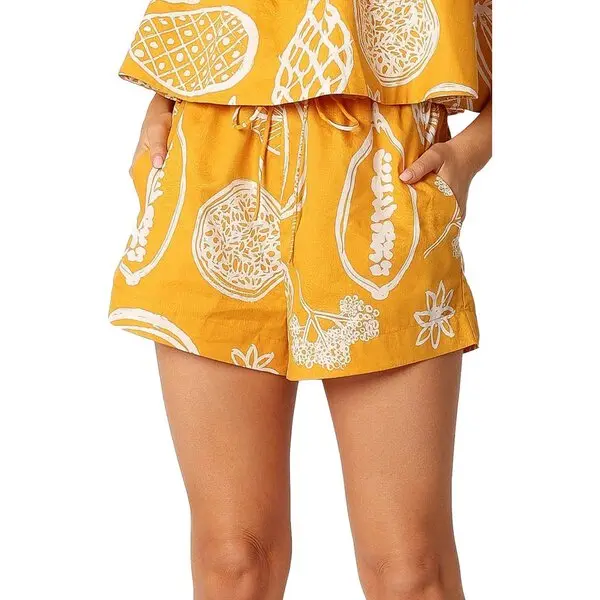 PETAL & PUP Honey Mixed Print Cotton & Linen Drawstring Shorts