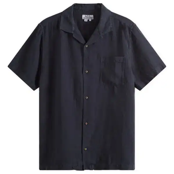 A.P.C. X Jjjjound Linen Vacation Shirt In Dark Navy - 25% Off 