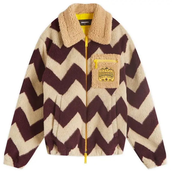 Dsquared2 Mountain Fur Pile Jacket - Beige/burgundi