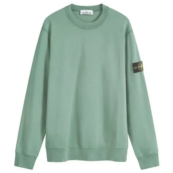 Stone Island Garment Dyed Crew Sweatshirt In Sage - 30% Off