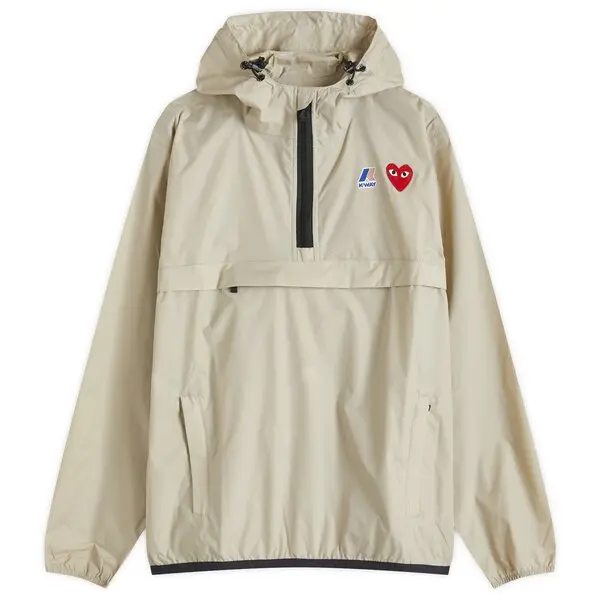 Play Comme Des Garcon X K-way Half Zip Packable Jacket - Beige