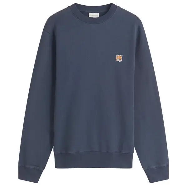 Maison Kitsuné Fox Head Patch Crew Sweatshirt - Ink Blue